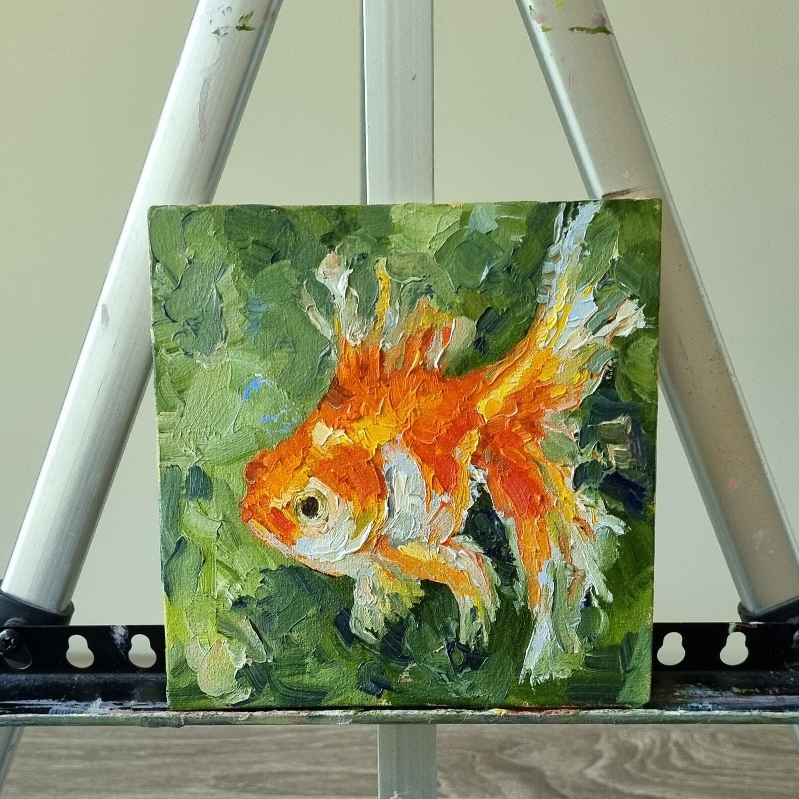 Gold Fish Painting Gold Fish Canvas Original Art Impasto Painting Semi ...