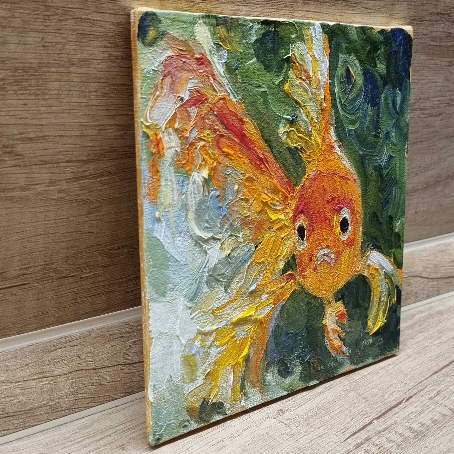 Gold Fish Painting Gold Fish Canvas Original Art Impasto Painting Semi ...