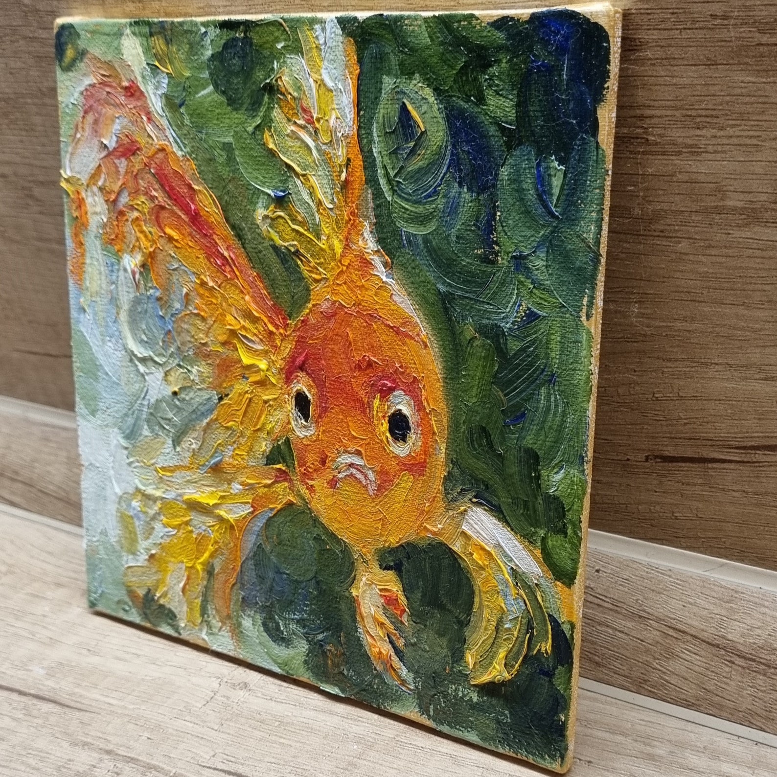 Gold Fish Painting Gold Fish Canvas Original Art Impasto Painting Semi ...