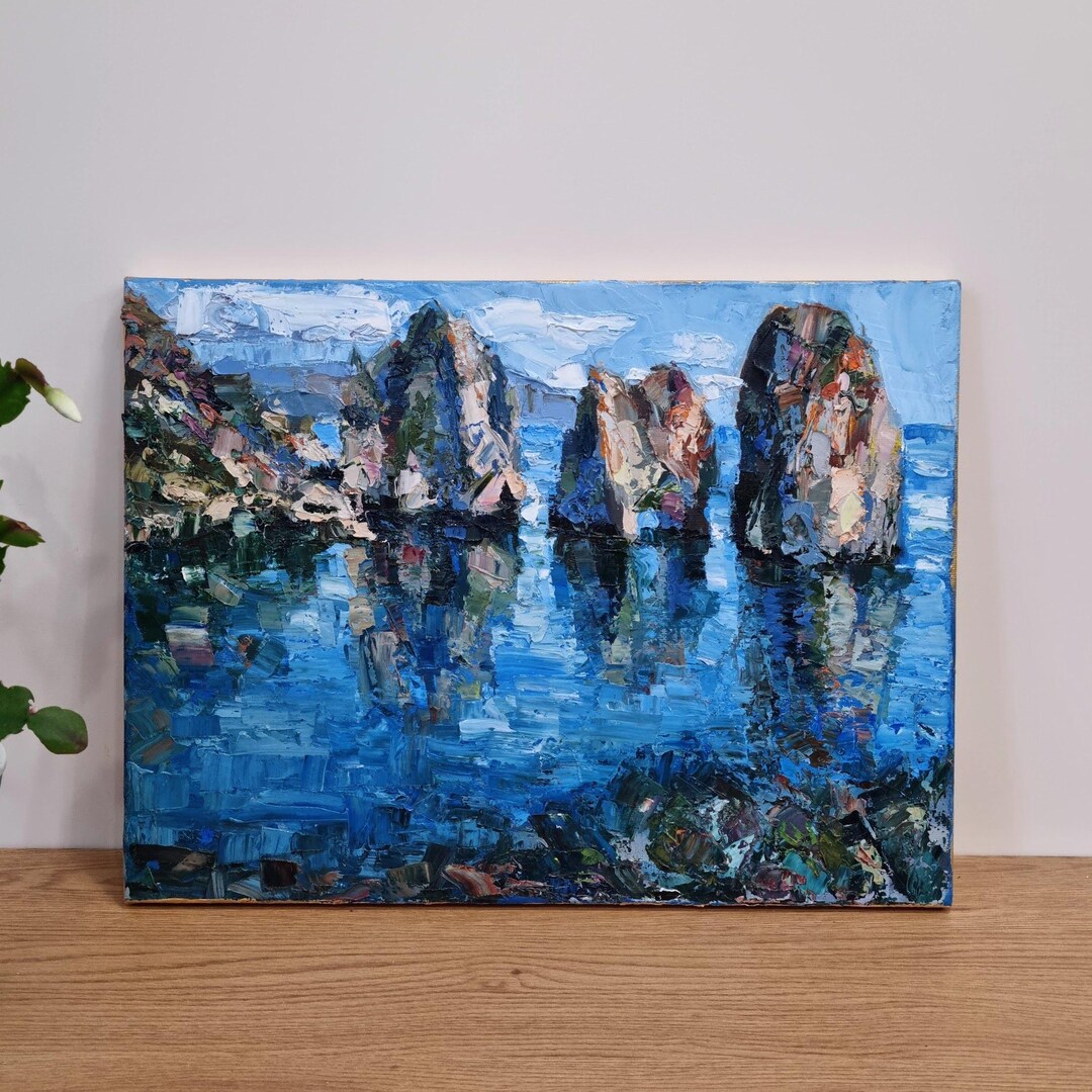 Capri Painting on Canvas, Original Art, Amalfi Coast, Italy Painting ...