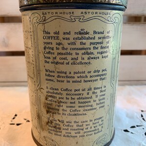 RARE - ASTOR HOUSE Brand Coffee Tin Abbott Grocery Co. N.H. & Mass. - Etsy