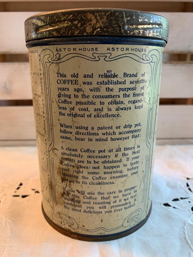 RARE - ASTOR HOUSE Brand Coffee Tin Abbott Grocery Co. N.H. & Mass. - Etsy