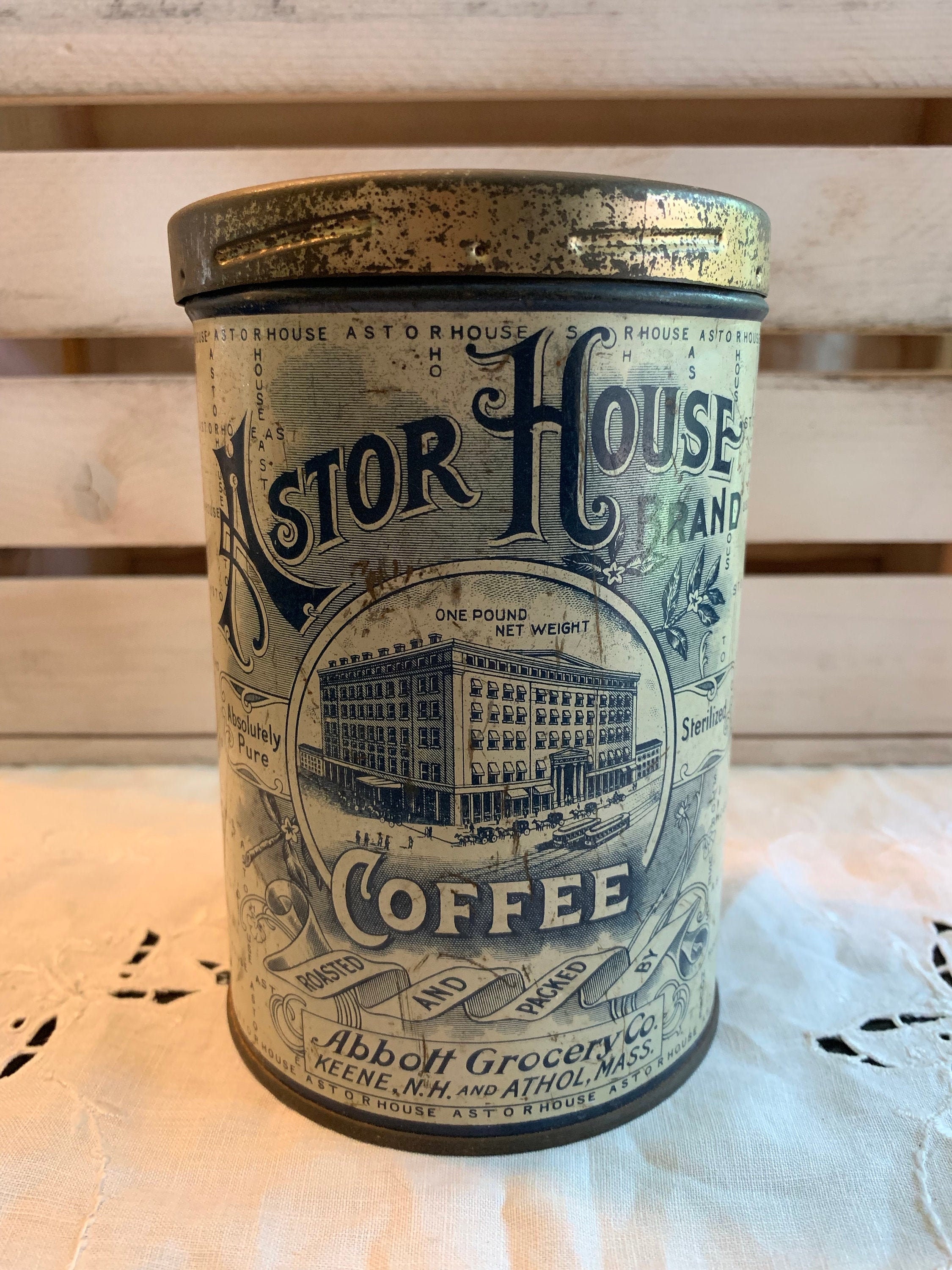 RARE - ASTOR HOUSE Brand Coffee Tin Abbott Grocery Co. N.H. & Mass. - Etsy