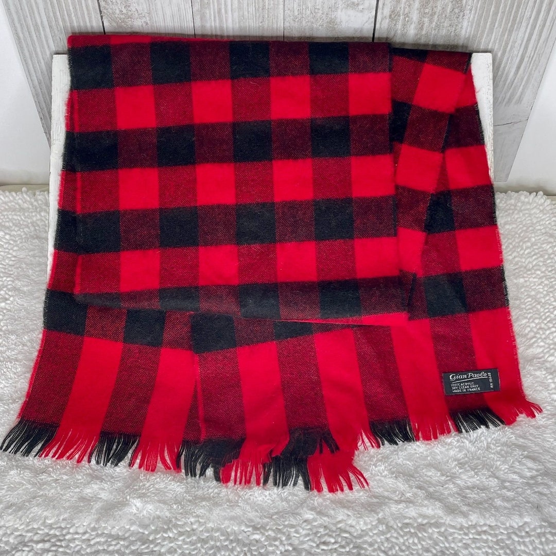 Vintage Gian Paolo Red and Black Buffalo Check Scarf - Etsy