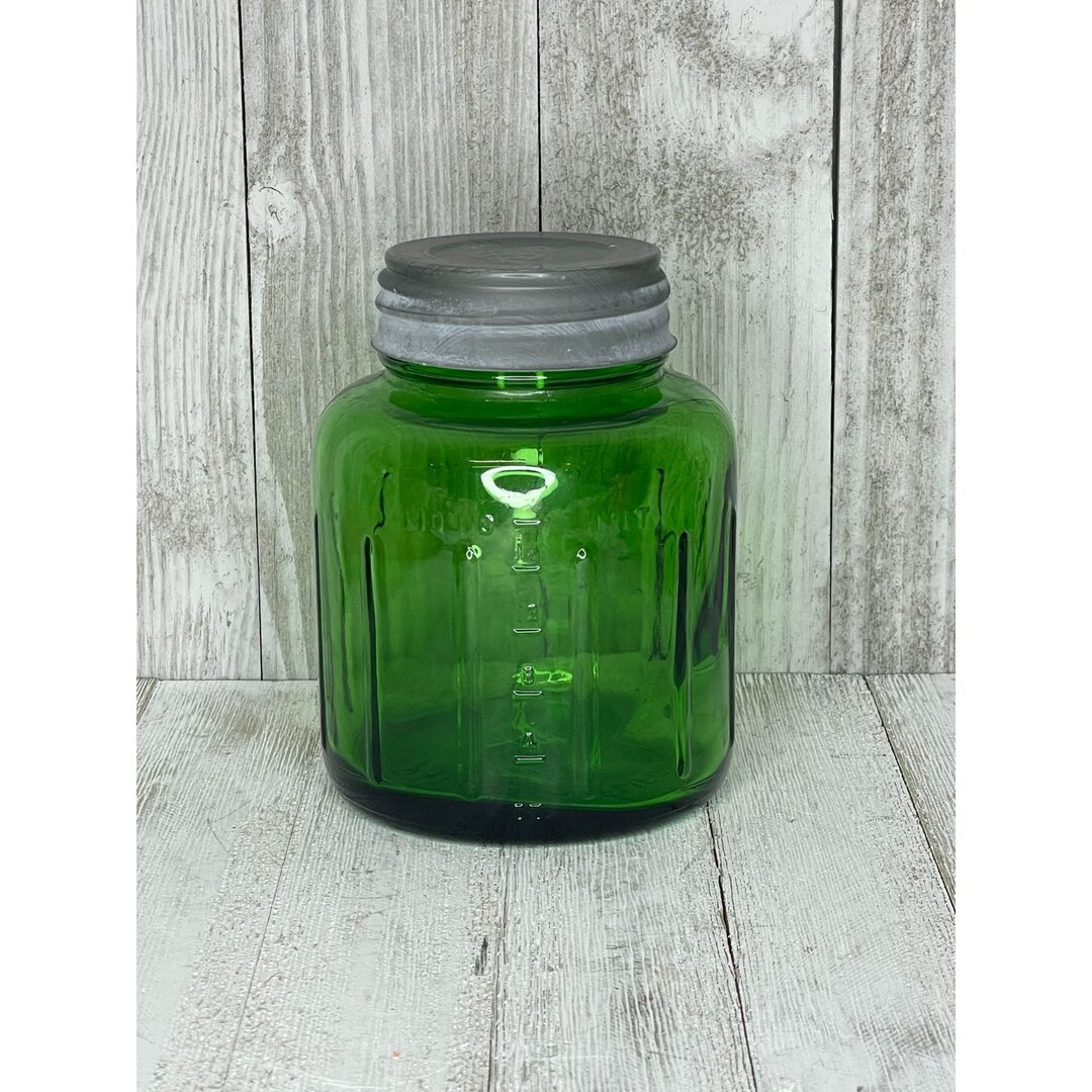 Vintage Green Glass Jar Etsy