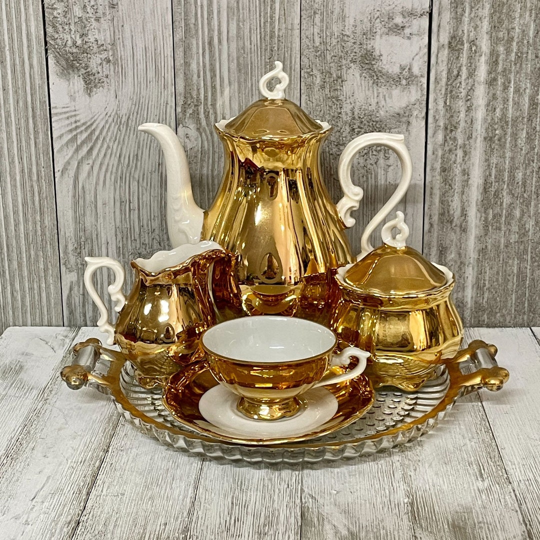 Vintage W. Mayer Nurnberg Bavaria Gold Plated Demitasse Tea Set - Etsy