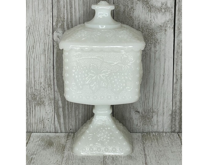 Vintage Milk Glass Wedding Cake Box Grape Vine Pattern - Etsy