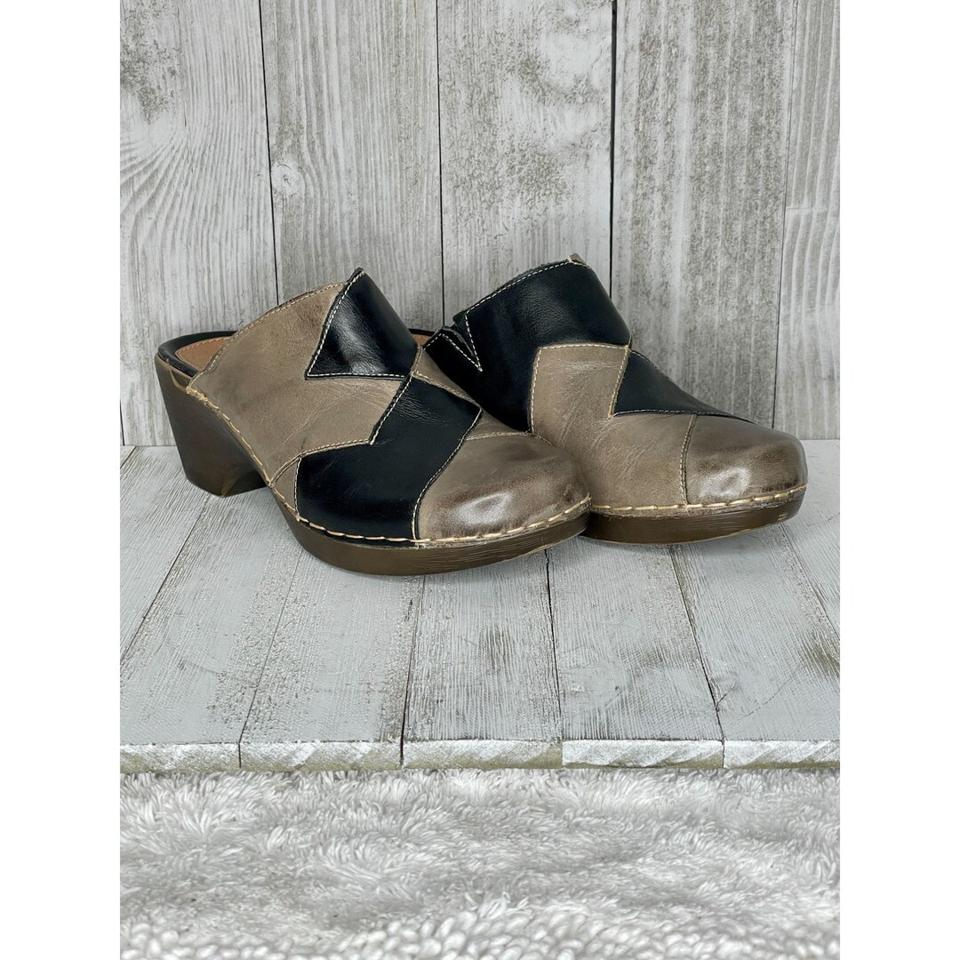 Vintage Spring Step Leather Two Tone Patchwork Clogs Size 37 - Etsy