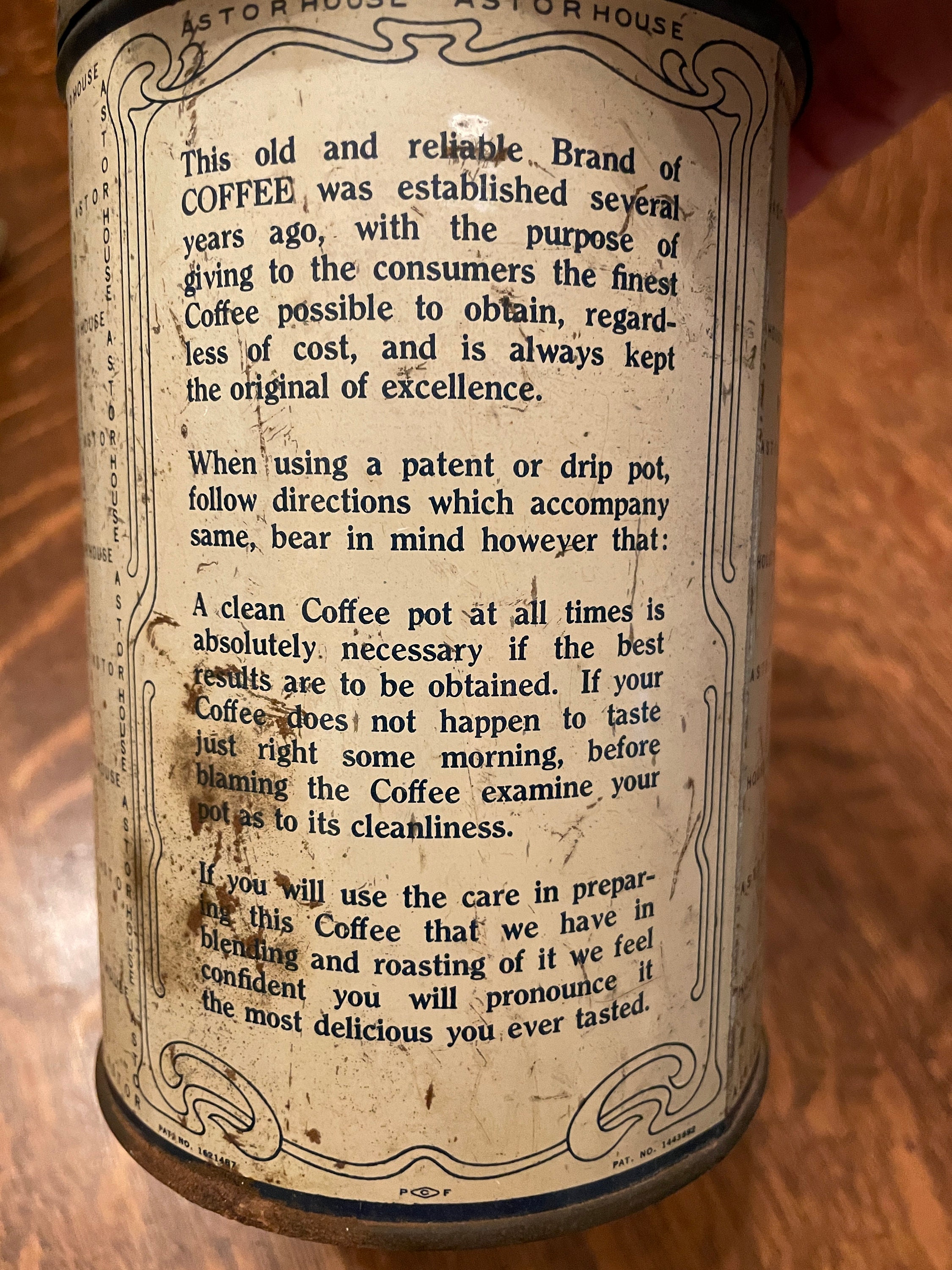 RARE - ASTOR HOUSE Brand Coffee Tin Abbott Grocery Co. N.H. & Mass. - Etsy