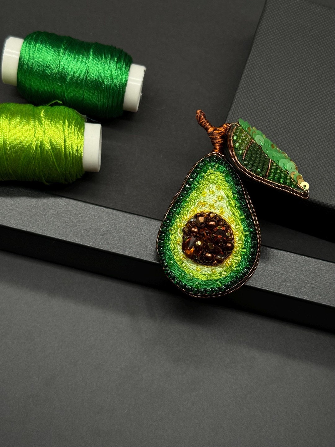 Avocado Brooch,embroidered Avocado Pin,bulky Avocado Brooch,green ...