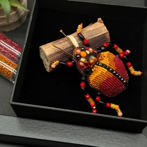 Handmade Red Beetle Brooch,beaded Beetle Brooch,insect,valentines Gift ...