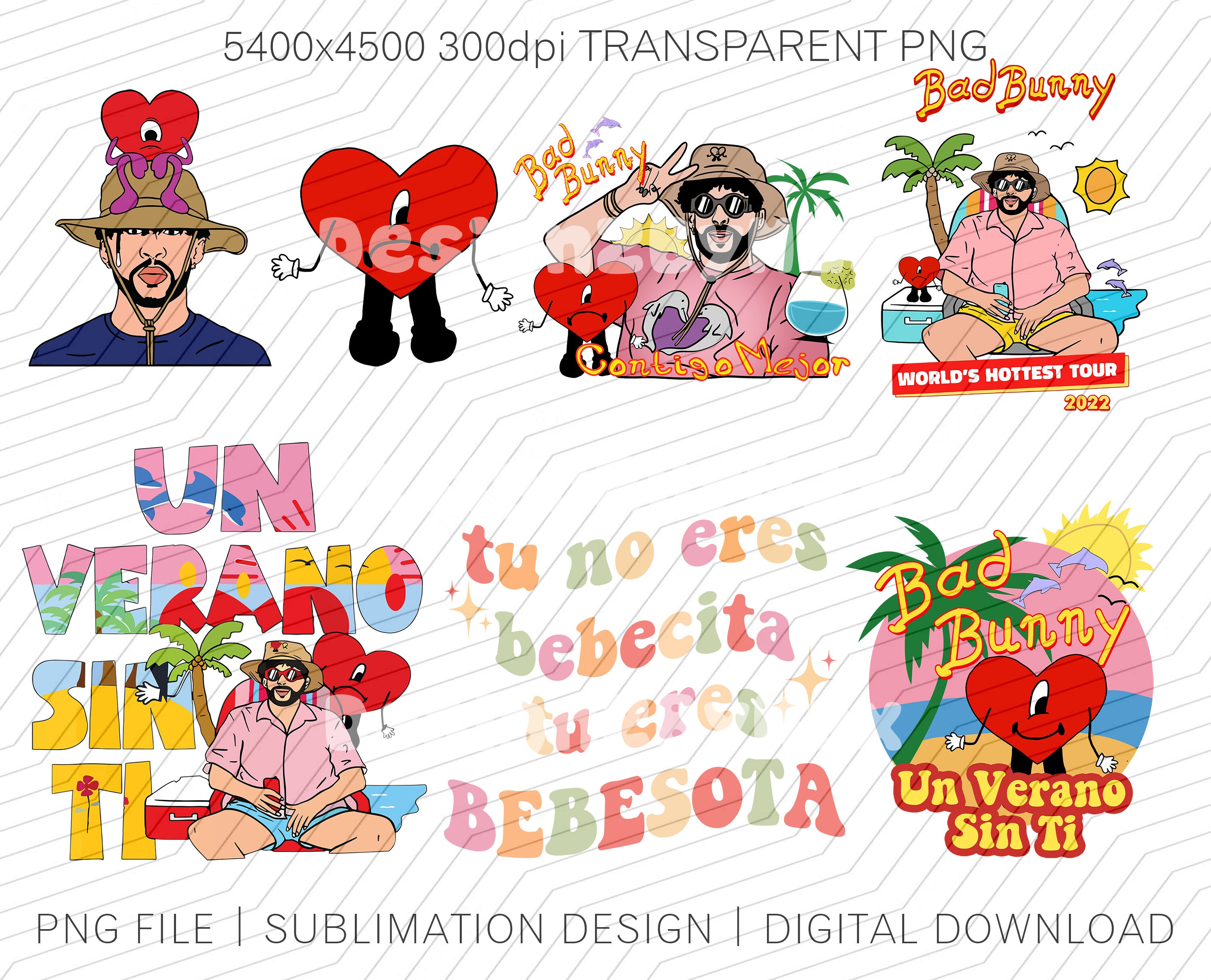 Bad Bunny Bundle Tu No Eres Bebecita Tu Eres Bebesota PNG Un - Etsy ...