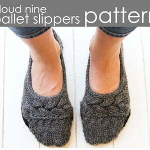 Cloud Nine Ballet Slippers PDF PATTERN - S (M, L, XL) - Two Tone, Cable ...