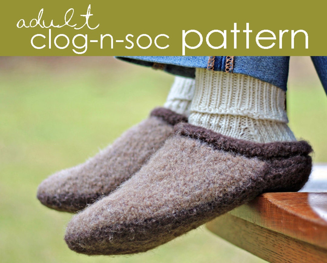 Adult Clog-n-soc PDF PATTERN S m, L, Xl, Xxl Felt, Felted, Clog, Shoe ...