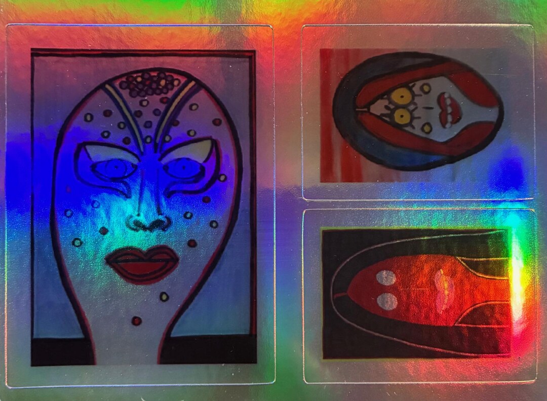 Holographic Face Sticker Set – 3 Surreal Portrait Stickers by Jay ...