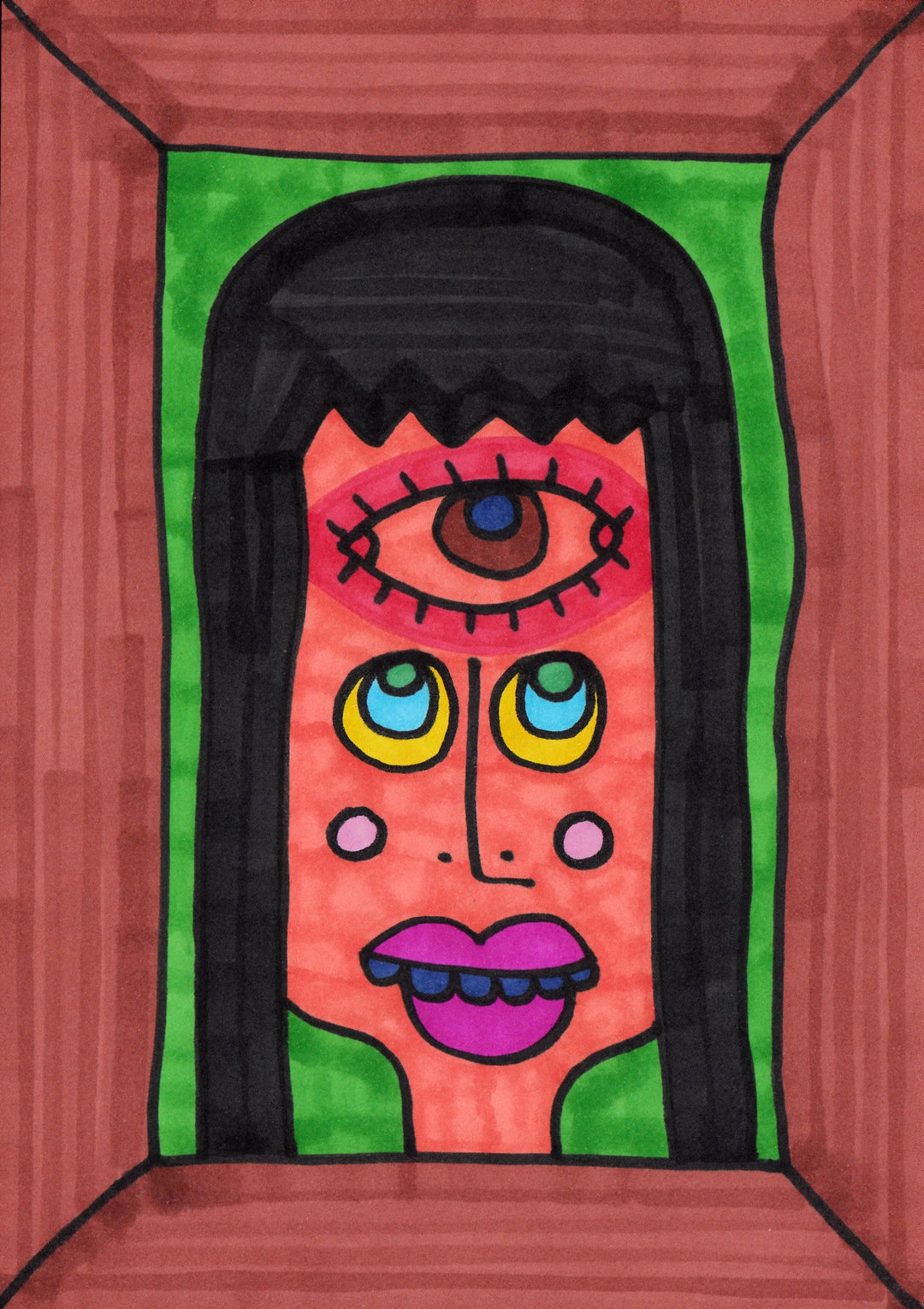 Original Art by Jay Snelling. Outsider Art Brut. I See Me. Unframed - Etsy