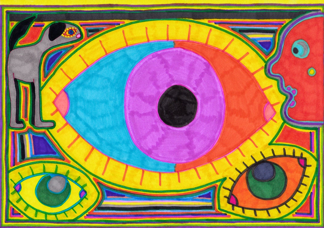 Original Drawing by Jay Snelling. Outsider Art Brut. Look at That Doggy ...