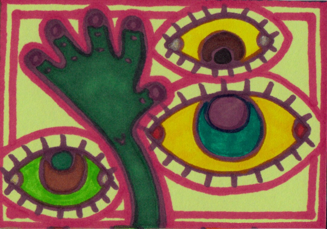 Tiny Art by Jay Snelling. Outsider Art Brut. Mini Painting. ACEO. ATC ...