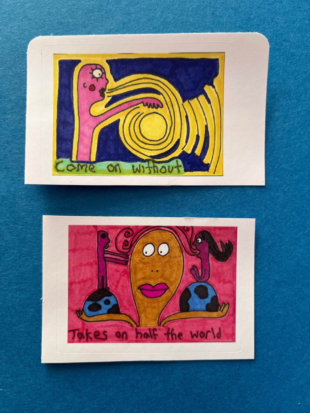 Sticker Art Duo Two Different Stickers. Outsider Art by Jay - Etsy