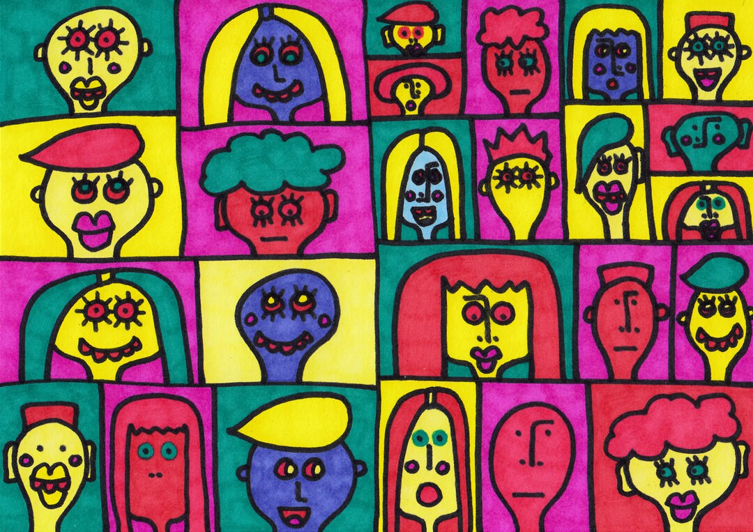 Original Art by Jay Snelling. Outsider Art Brut. Friends. Unframed - Etsy