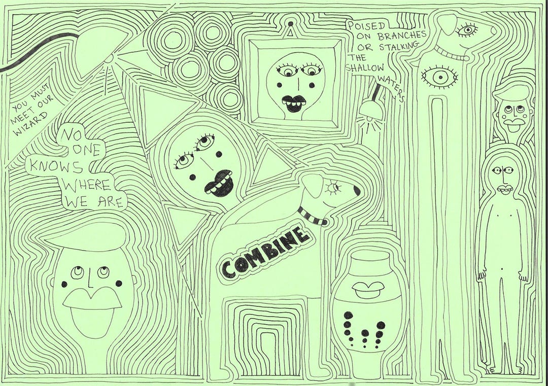 Original Ink Drawing – “combine (you Must Meet Our Wizard)” – Surreal ...