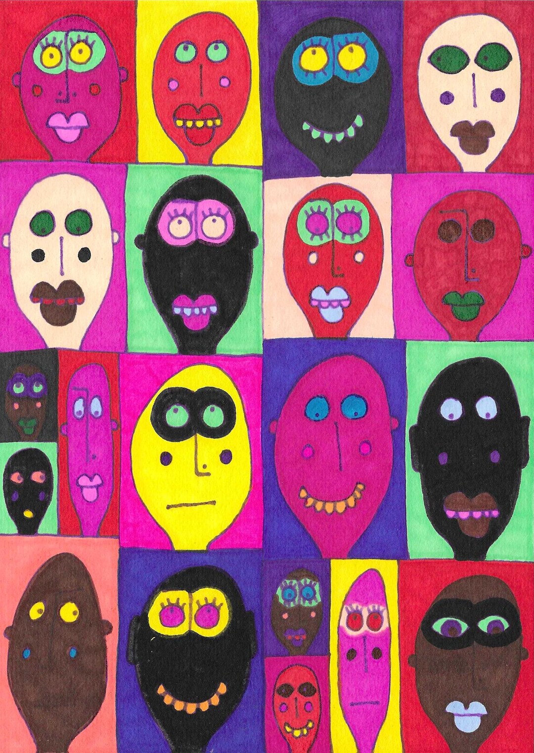 Original Art by Jay Snelling. Outsider Art Brut. My Friends. Unframed ...