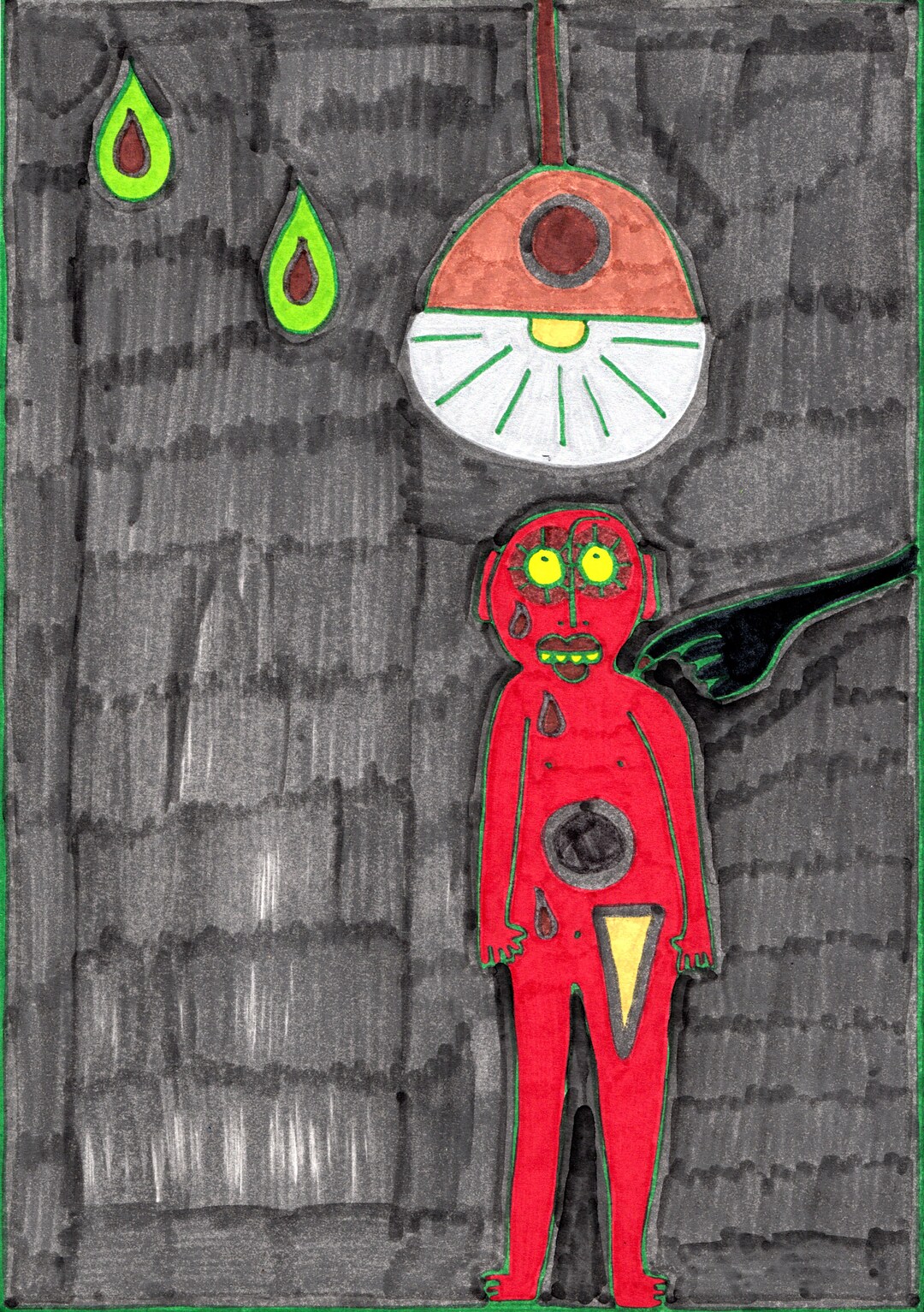 Original Art by Jay Snelling. Outsider Art Brut. Avocado Rain ...