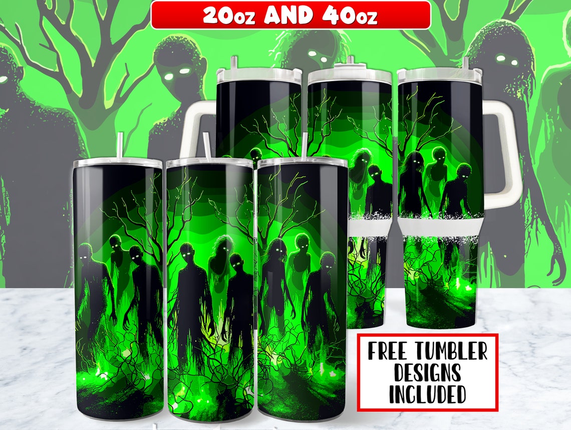 Zombie Tumbler Wrap PNG Design 20 Oz Skinny Tumbler, Zombies 40oz ...