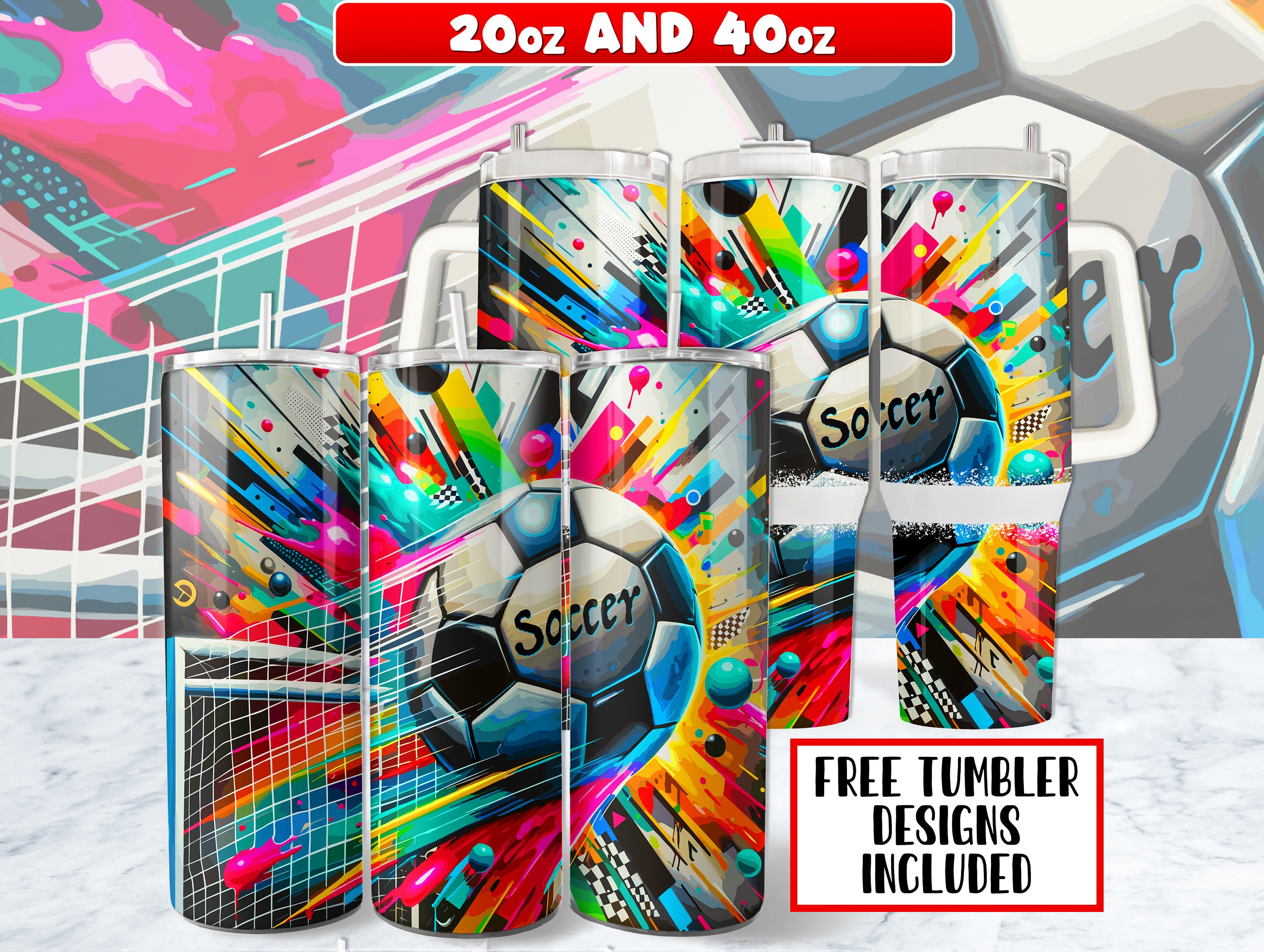 20oz & 40oz Soccer Tumbler Wrap PNG Design, Soccer 40 Oz Tumbler Wrap ...