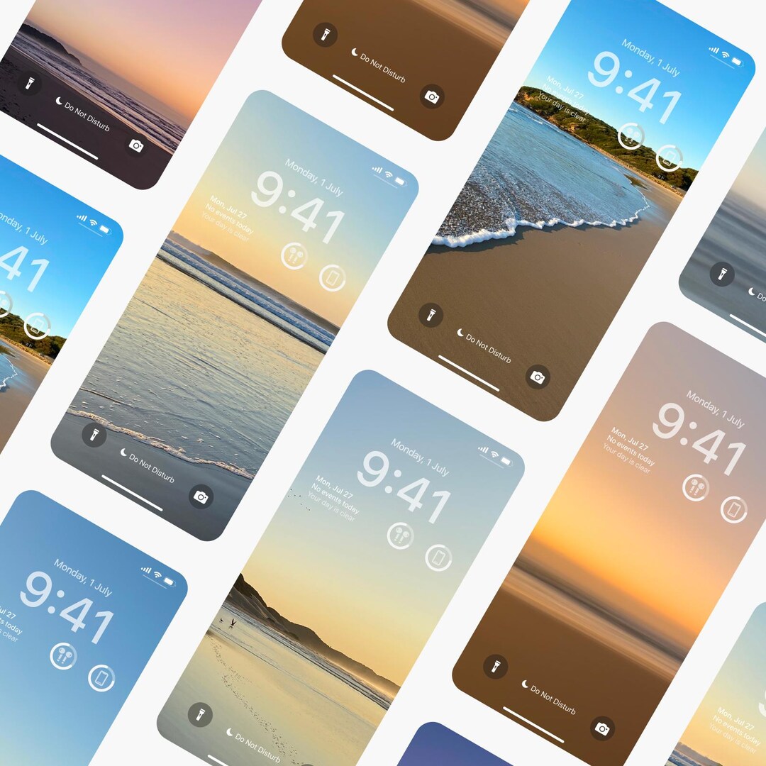 6 X Beach Landscape - Wallpaper Background - iPhone & Android - Etsy