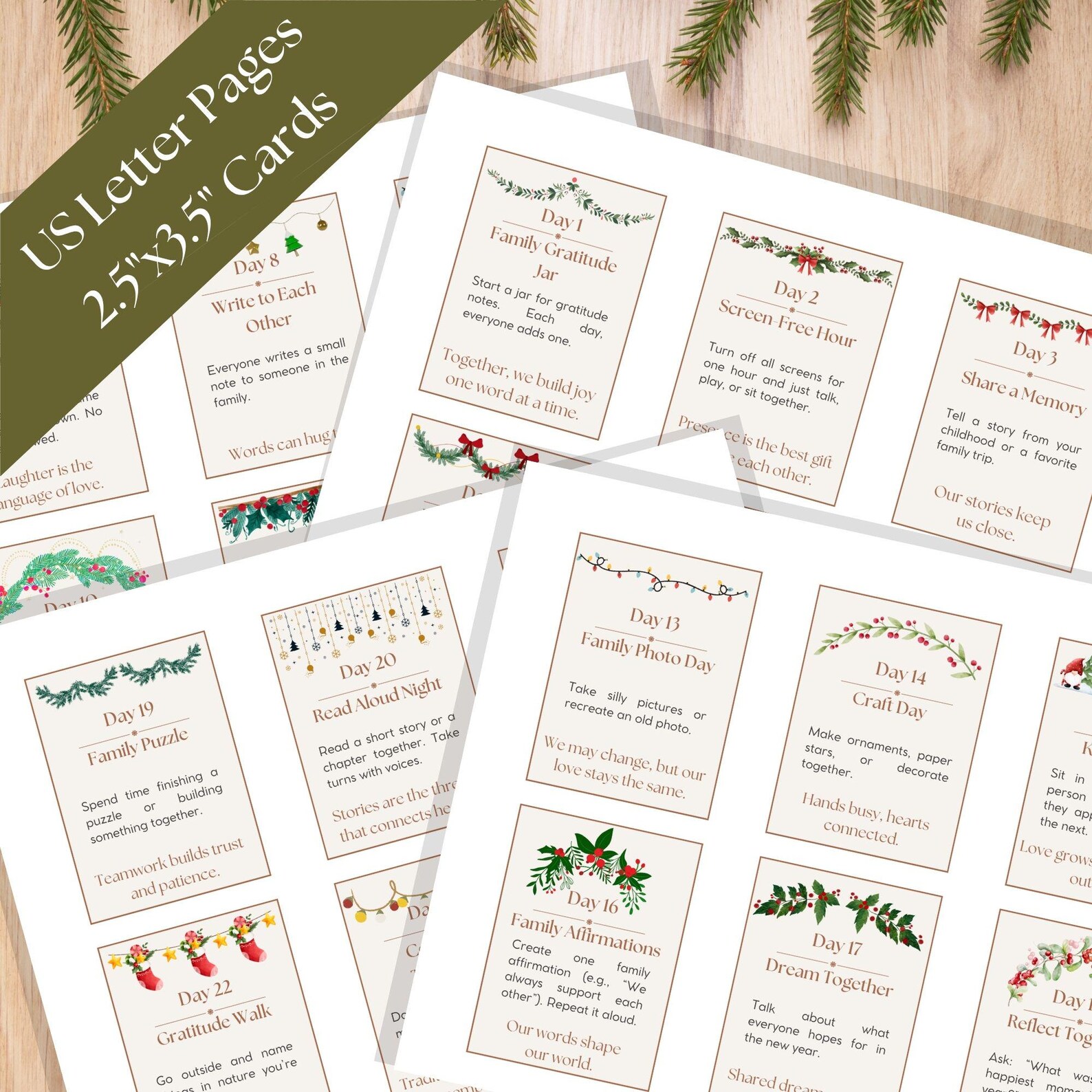 Family Christmas Advent Calendar 24 Activity Cards (digital Download ...