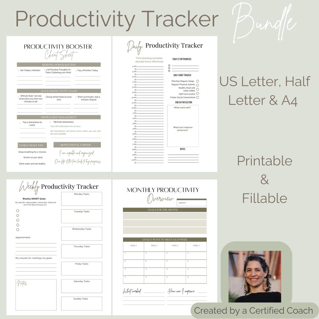 Productivity Tracker Bundle Productivity Booster Sheets for Busy Moms ...