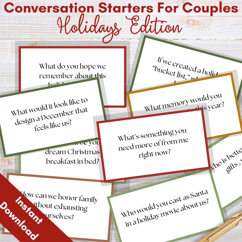Conversation Starters for Couples Holiday Printable Games Instant ...