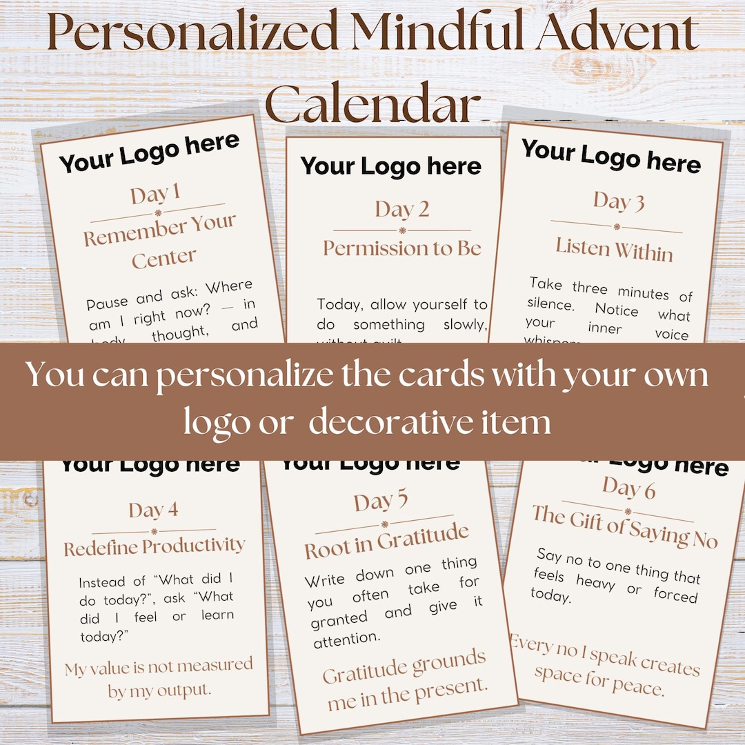 Personalized Mindful Advent Calendar 24 Self Care Activities Christmas ...
