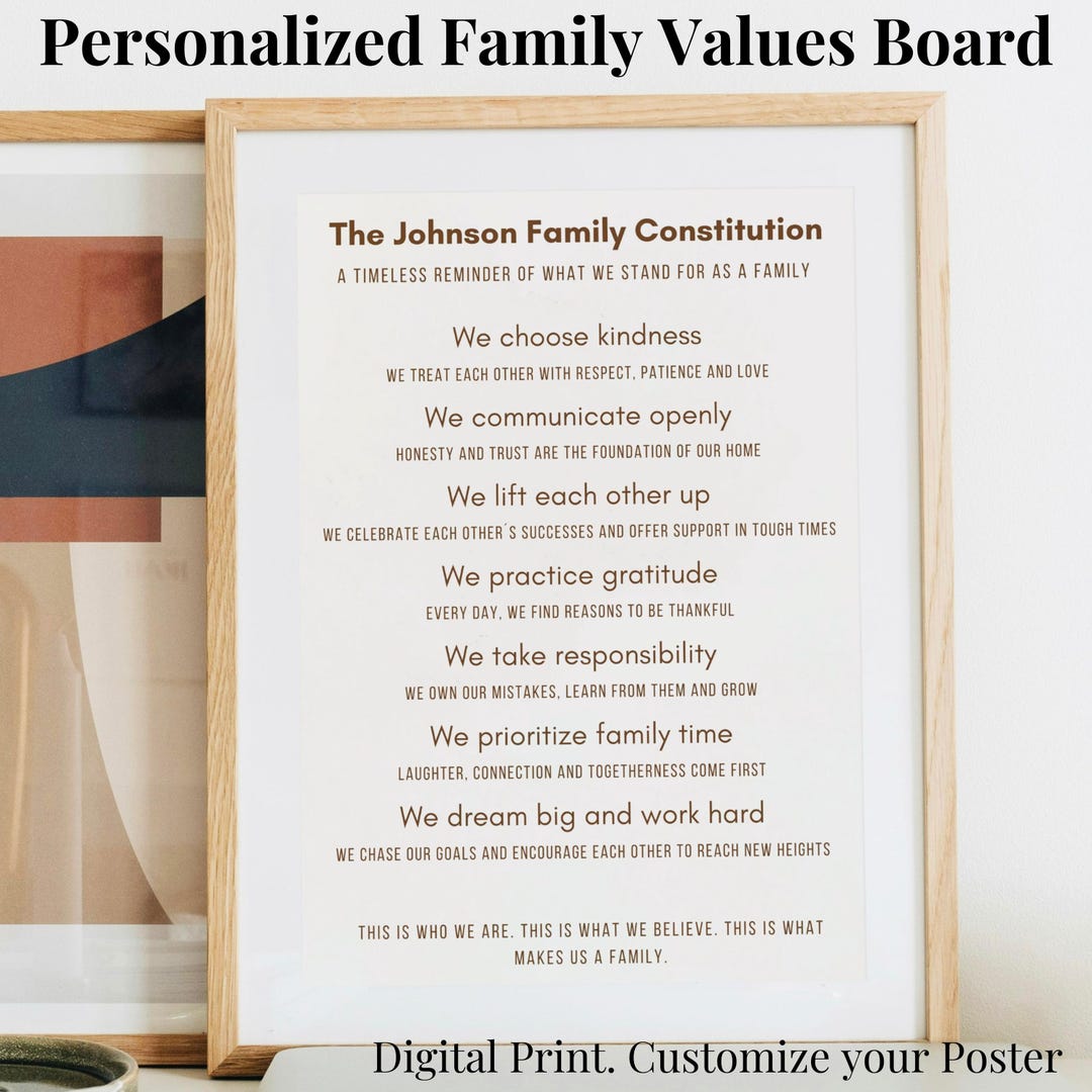 Personalized Family Values Board Custom Family Constitution ...
