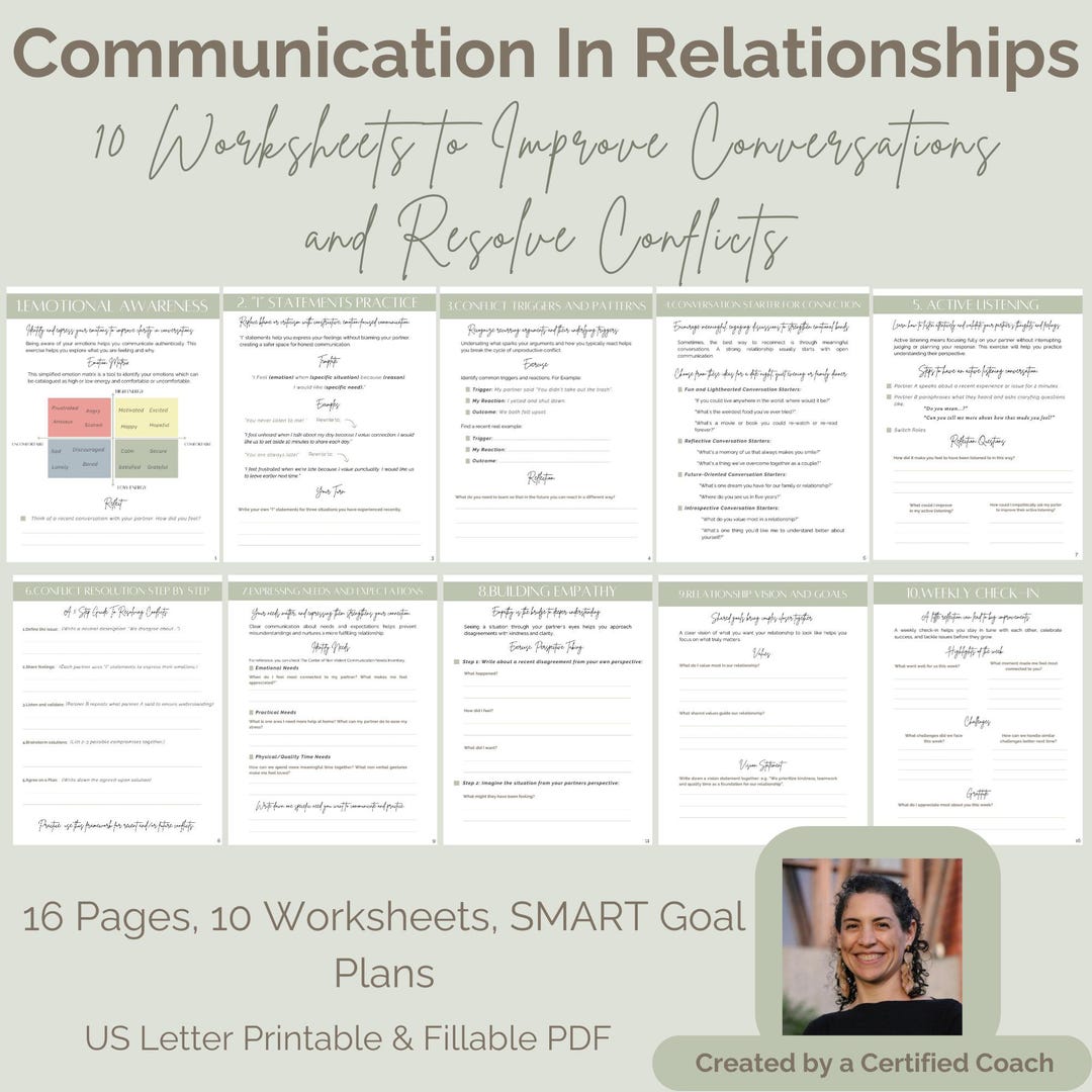 Communication in Relationships Worksheets to Resolve Conflict Exercises ...