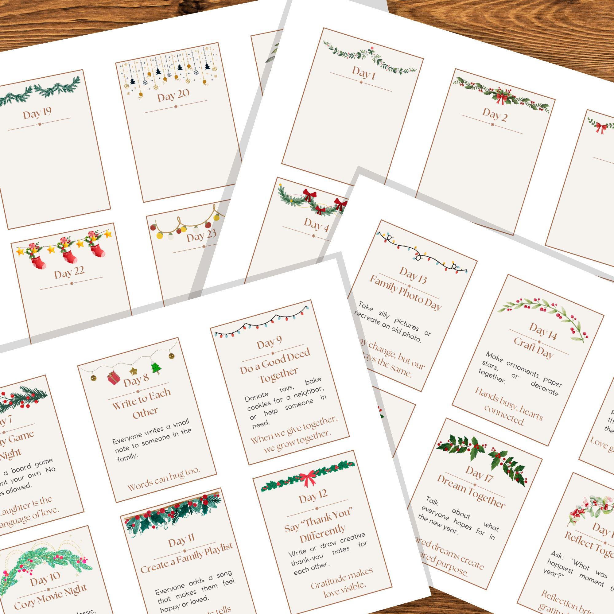 Family Christmas Advent Calendar 24 Activity Cards (digital Download ...