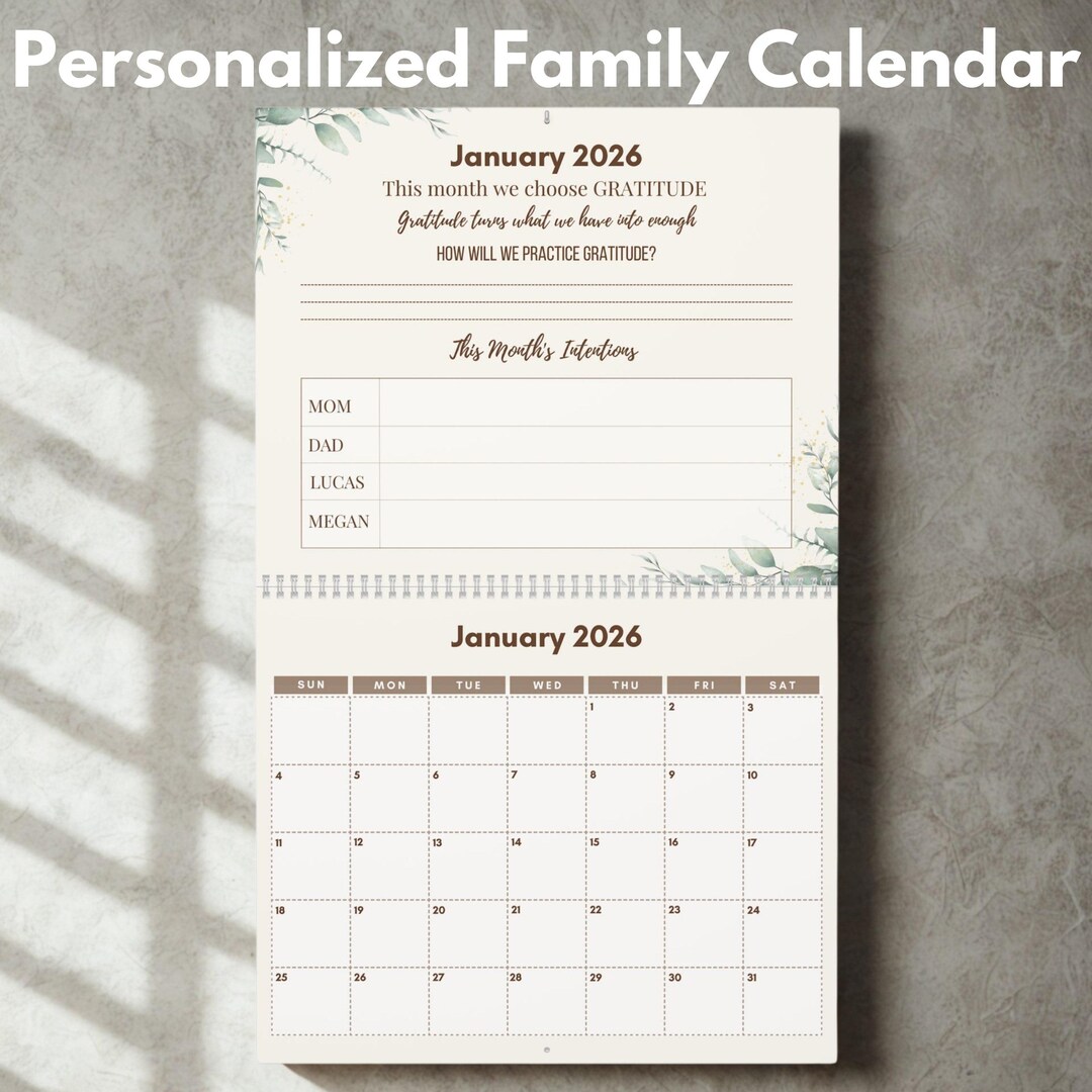 2026 Personalized Family Values Calendar Custom Name Wall Decor ...