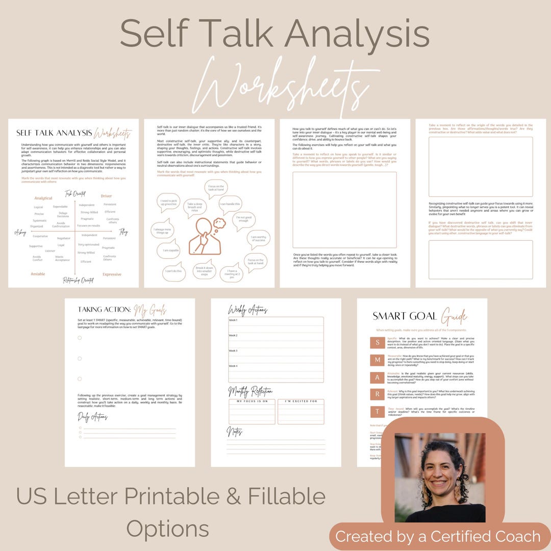 Communication Style Analysis Worksheets Self Talk Instant Download ...