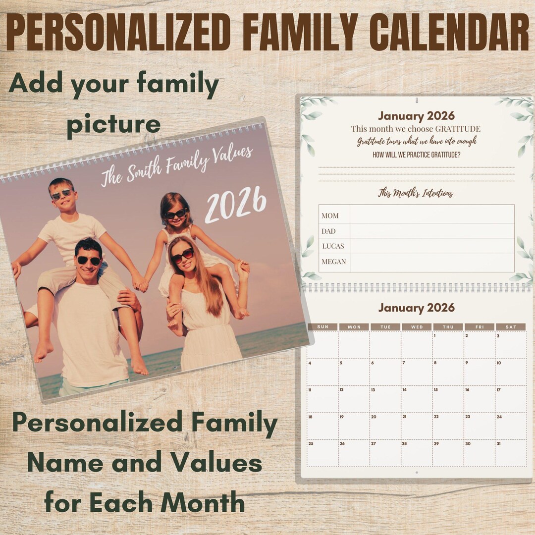 Personalized Family Picture Calendar With Custom Name and Values ...
