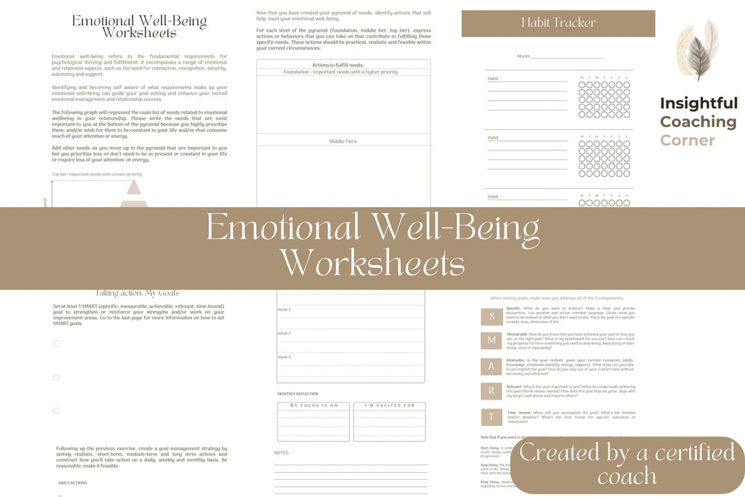 Emotional Well-being Exercises, Printable Worksheets, Emotional Well ...