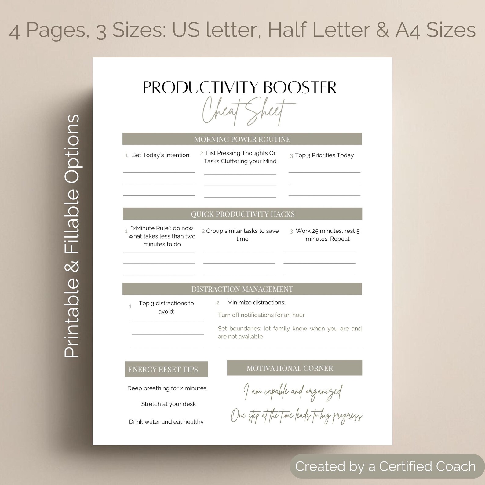 Productivity Tracker Bundle Productivity Booster Sheets for Busy Moms ...