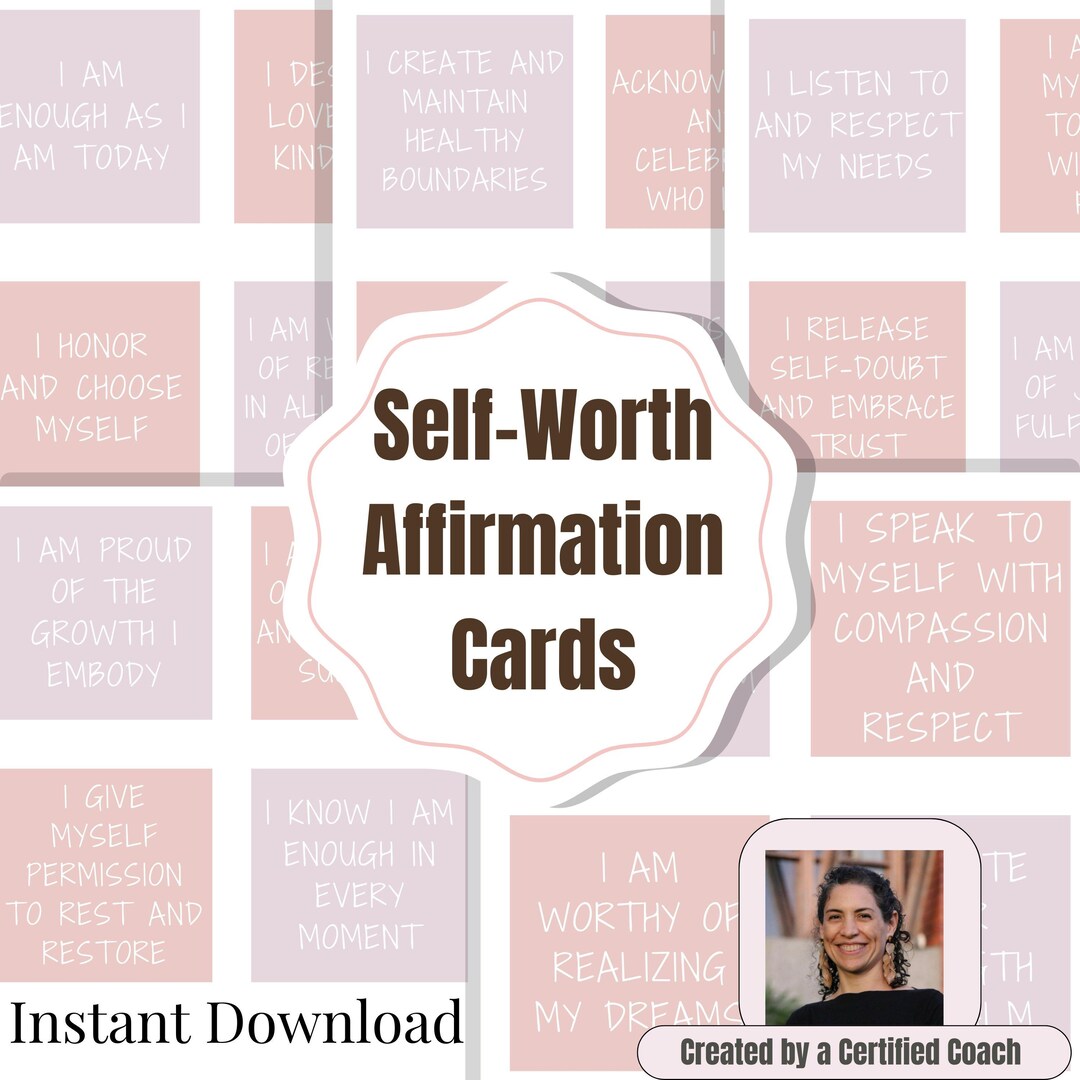 Self Worth Printable Affirmation Cards Self Love Affirmations Digital ...