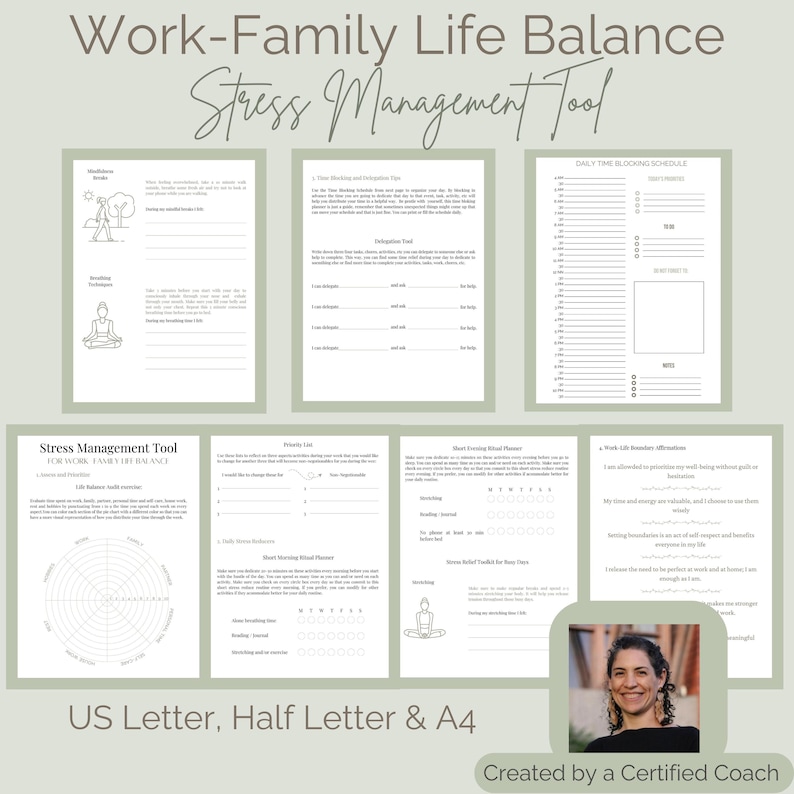 Stress Management Worksheets for Work Family Life Balance Tool Kit for ...