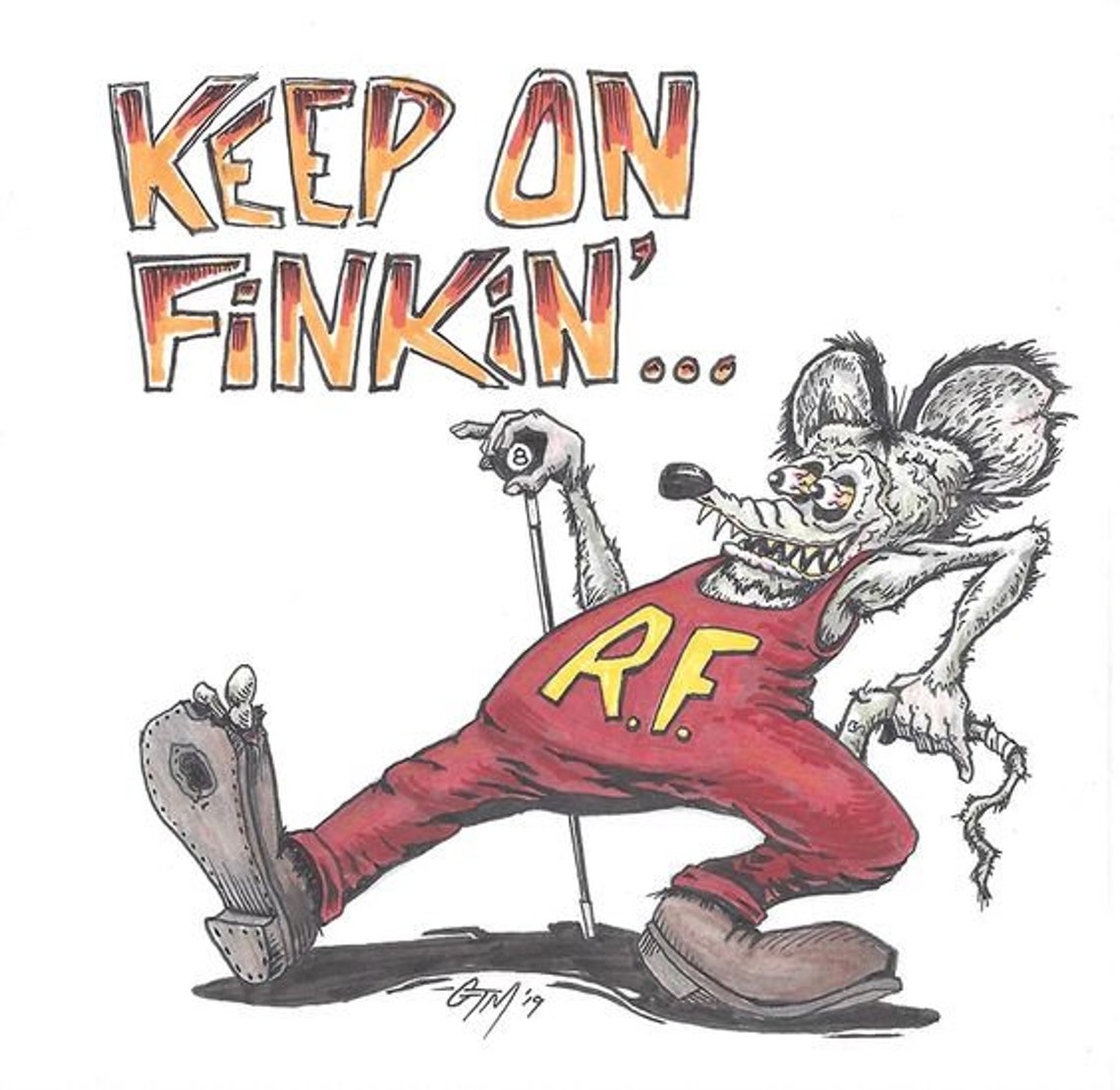 2-pack KEEP ON FINKIN Hot Rod Rat Fink Motorcycles Chopper Vintage ...
