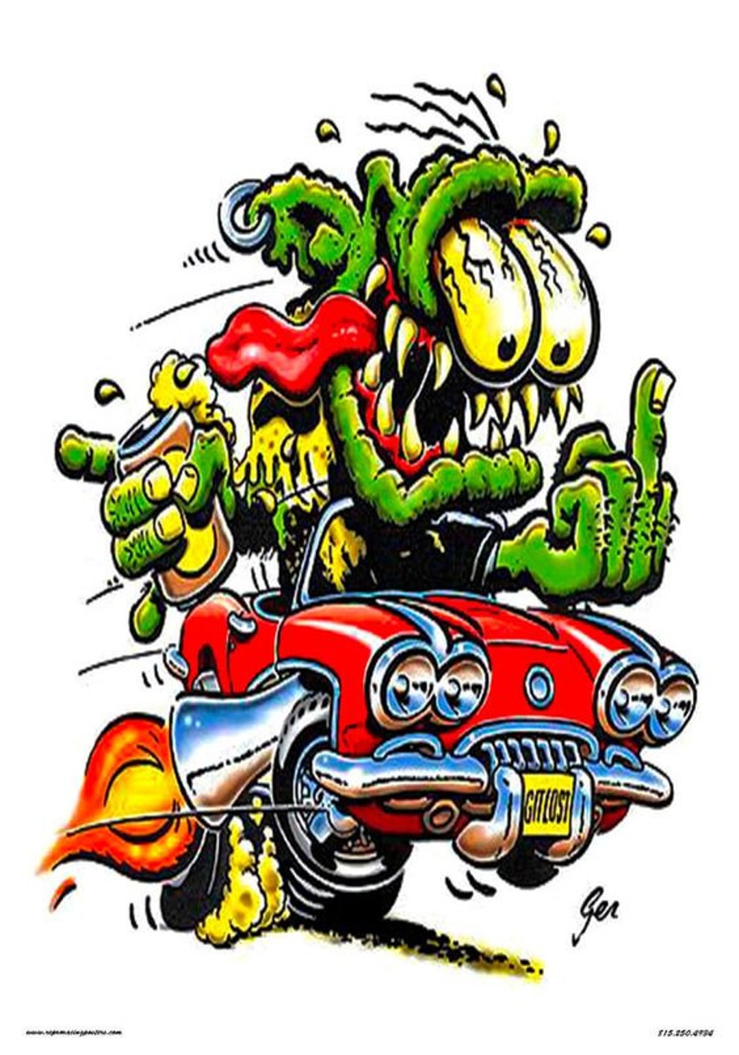 2-pack Flipping Bird Hot Rod Rat Fink Motorcycles Chopper Vintage Tools ...