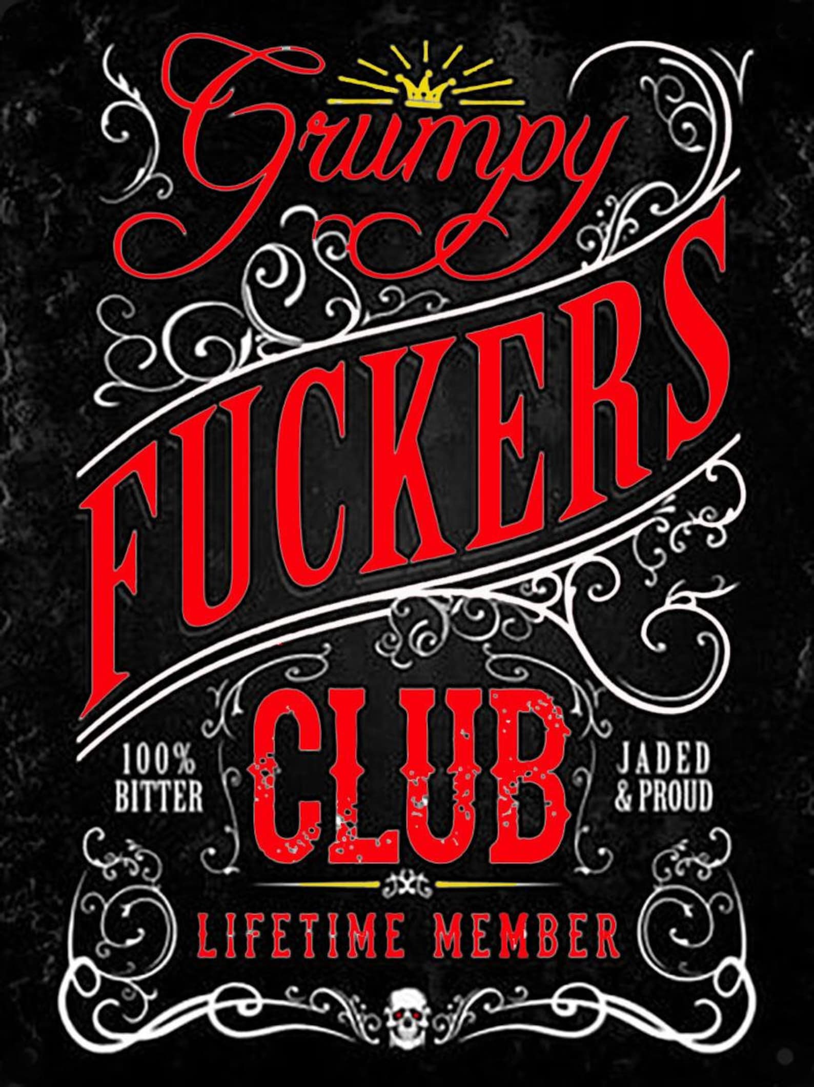 2-pack GRUMPY FUCKERS CLUB Hot Rod Rat Fink Motorcycles Chopper Vintage ...