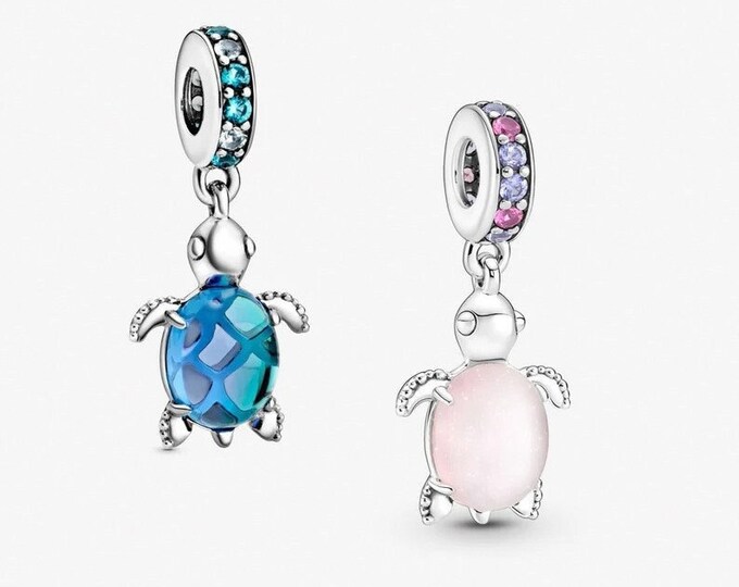Murano Glass Sea Turtle Dangle Charm, Fits Pandora Bracelets, Genuine ...