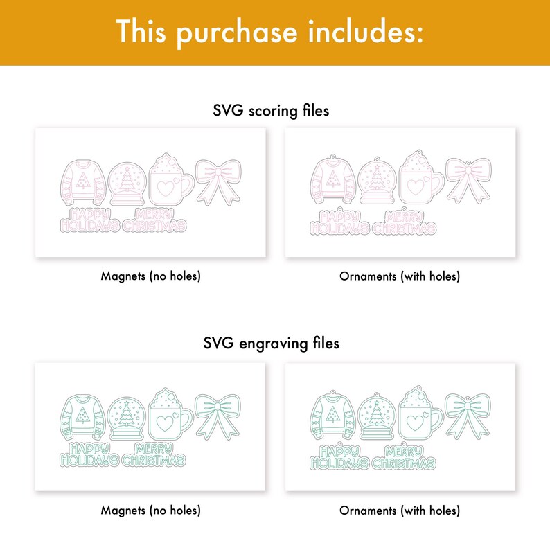 BUNDLE Christmas Paint Kit SVG: DIY Ornaments, Laser Cut Files ...