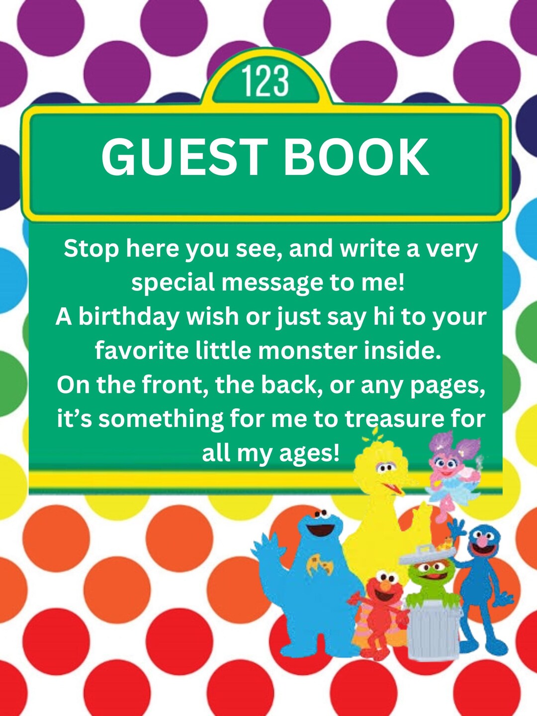 Guest Book Sign Sesame Street Cartoons - Etsy